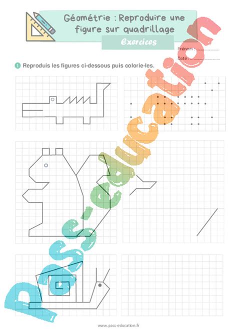 Reproduire une figure sur quadrillage Exercices de géométrie 2eme