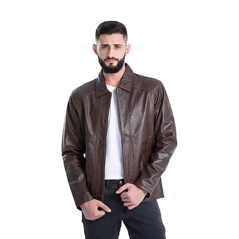 Jaqueta De Couro Casual Marrom Caf Parra Couros Roupas De Couro