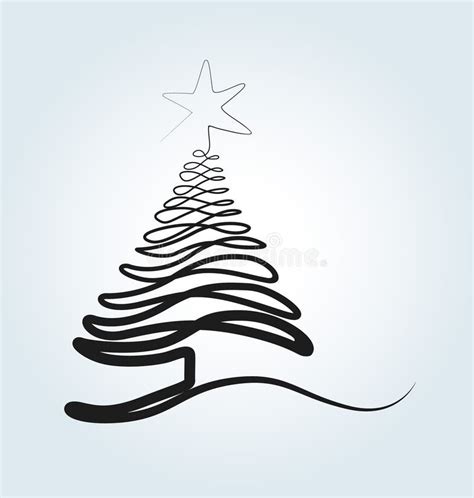 Linha Esboço Do Vetor De Uma árvore De Natal Ilustração do Vetor