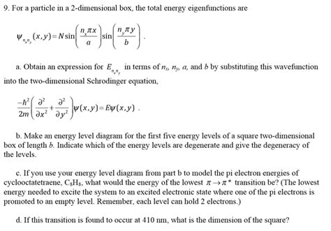 solved 9 for a particle in a 2 dimensional box the total
