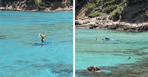 NEARLY NUDE Woman Does Headstand On Paddleboard In Bizarre Google