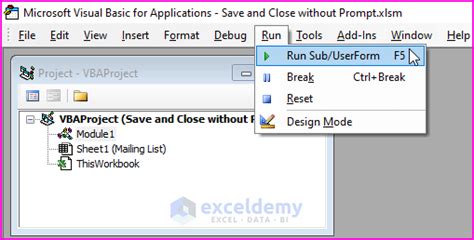 Excel VBA Save And Close Workbook Without Prompt