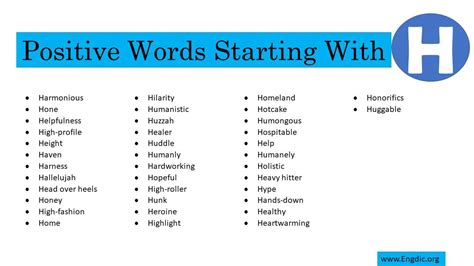 Positive Words Starting With H EngDic