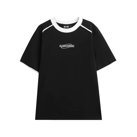 Áo Thun Unisex SAIGONESE Chạy Viền Tay Lỡ Nam Nữ Form Rộng Đen Lines