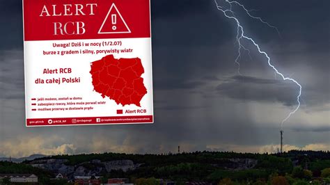 Alert RCB przed burzami z gradem i silnym wiatrem Gdzie wysłano SMS