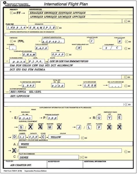 Printable Ifr Flight Plan Form Printable Forms Free Online