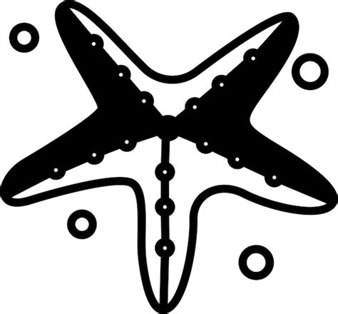 Ilustración de glifo de estrella de mar y vector de líneas Vector Premium