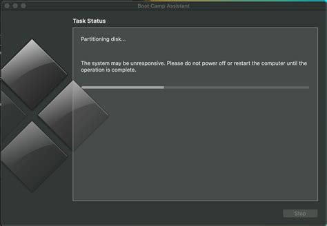 boot camp assistant stuck on partitioning disk 2 hours r macsysadmin