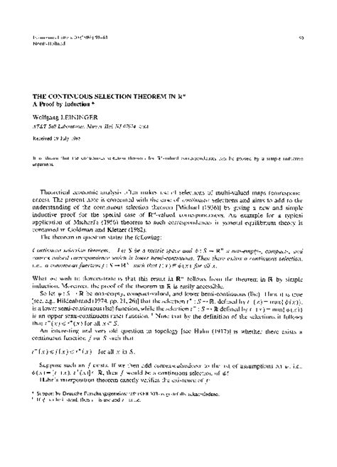 pdf the continuous selection theorem in n wolfgang leininger
