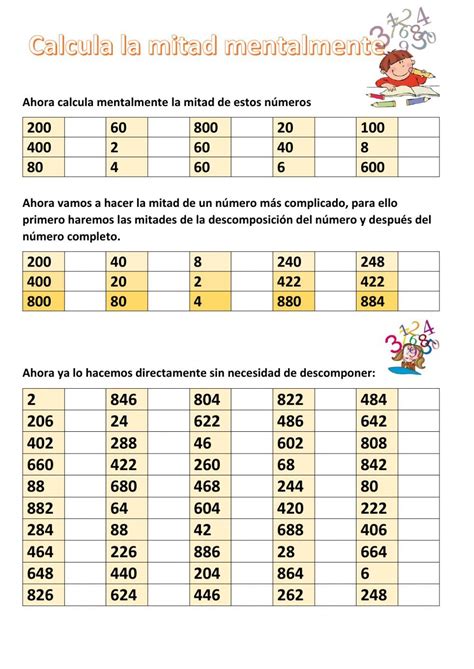 Ejercicio De Calcula Mitades Ejercicios De Calculo Juegos