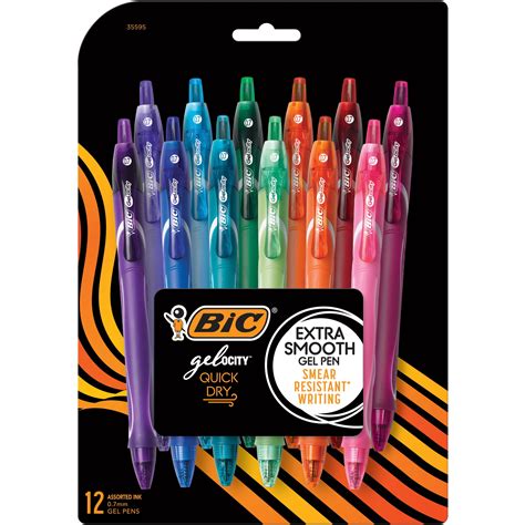 BIC Gel Ocity Quick Dry Retractable Gel Pens Medium Point 0 7mm