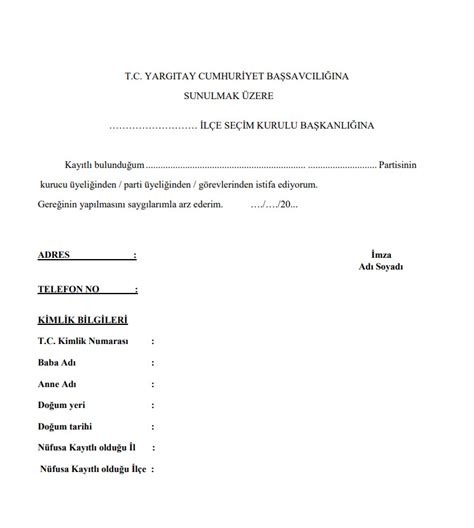 Siyasi Parti Yönetiminden İstifa Dilekçesi Örneği Çeşitli Örnekler