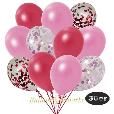 30er Luftballon Set Metallic 5 Rot Konfetti 5 Rosa Konfetti 10