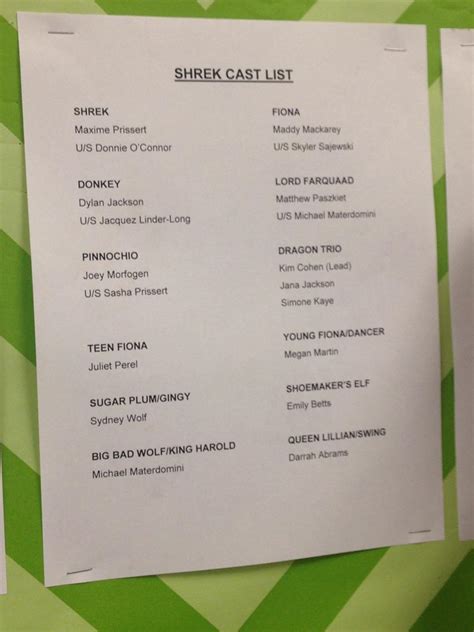 Shrek The Musical Cast Breakdown