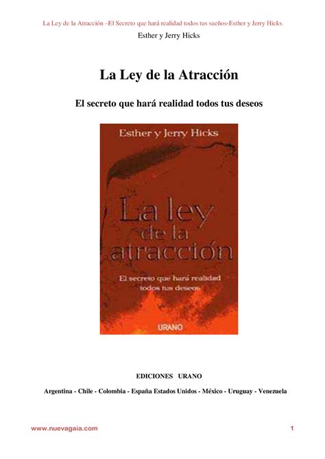 La Ley De La Atraccion El Secreto Que Ha Esther Y Jerry Hicks La Ley