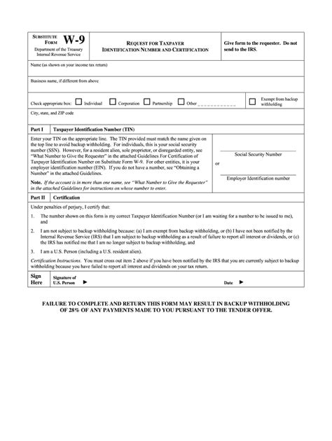 W 9 Form 2024 Printable Irs