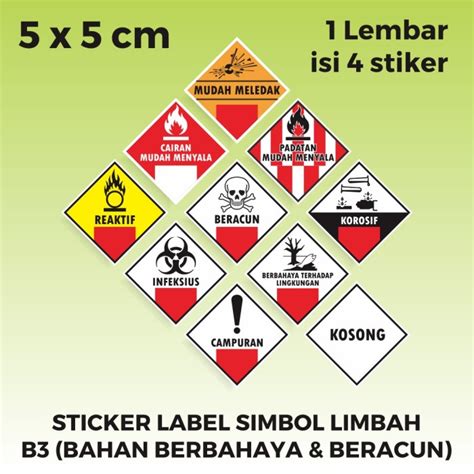 Jual Sticker Simbol Limbah B3 Bahan Berbahaya Dan Beracun 5 X 5 Cm 4
