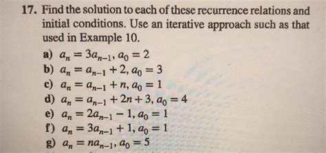 solved 17 find the solution to each of these recurrence