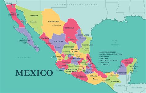 Mexico Map With States And Capitals 23052061 Vector Art At Vecteezy