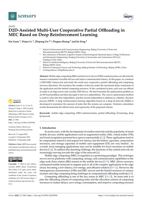 pdf d2d assisted multi user cooperative partial offloading in mec based on deep reinforcement