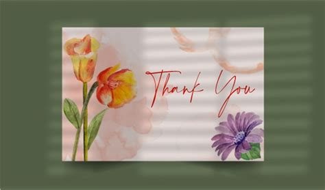 Handgezeichnete blumen aquarell dankeschön karte Premium Vektor