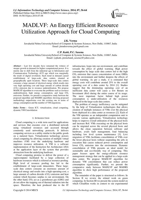 pdf madlvf an energy efficient resource utilization approach for cloud computing