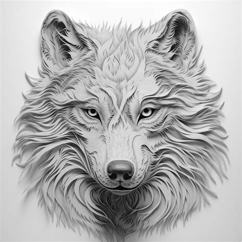 Wolfskopf Portrait Lasergravurdatei Schwarz Weiß Hintergrund