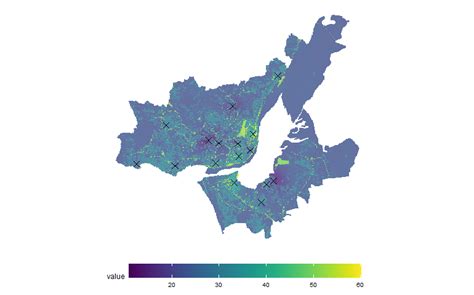 Ploting geom points štítky nad rastrových dat ggplot ggplot2 r raster