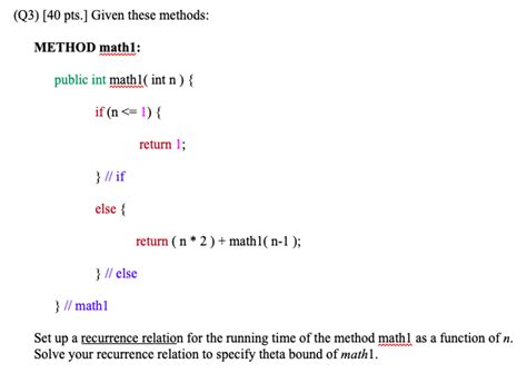 solved given these methods method math1 public int