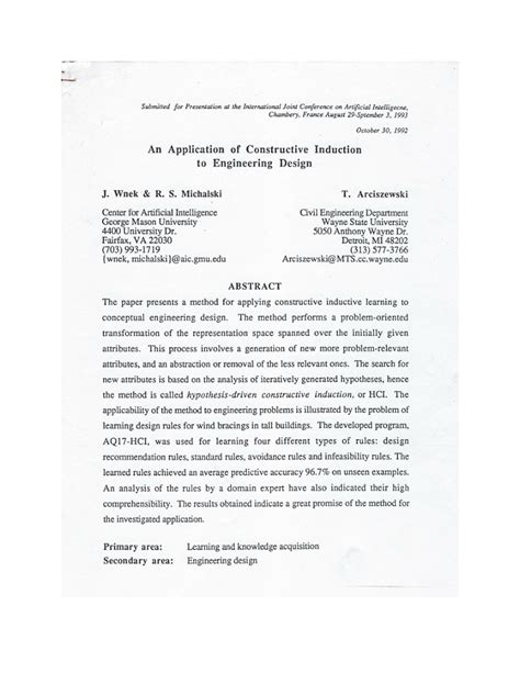pdf an application of constructive induction to engineering design