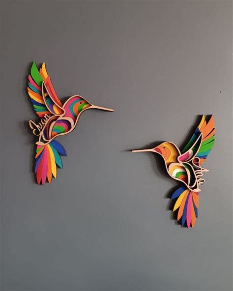 Colibríes Personalizados Para Pared Mdf 20 Cm 2 Piezas 380 Arte