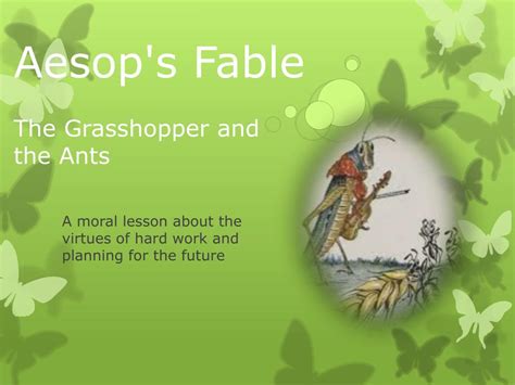 PPT Aesop S Fable The Grasshopper And The Ants PowerPoint