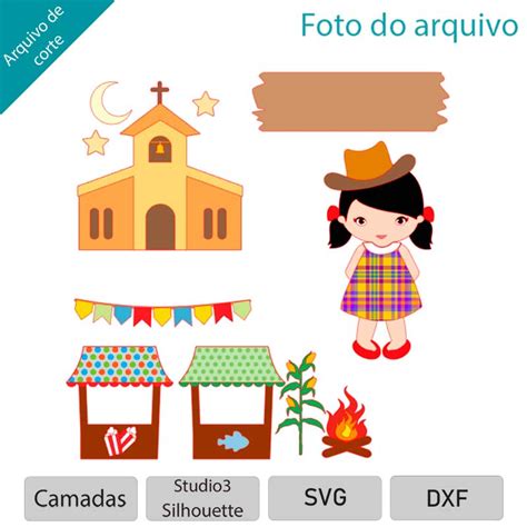 Arquivo De Corte Topo De Bolo Festa Junina Menina Cod 631 No Elo7