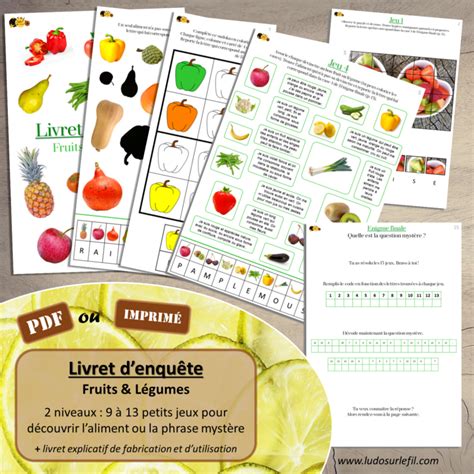 Livret d enquête Fruits et légumes Ludo Sur Le Fil