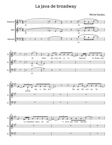 La Java De Broadway Michel Sardou Sheet Music For Synthesizer Mixed