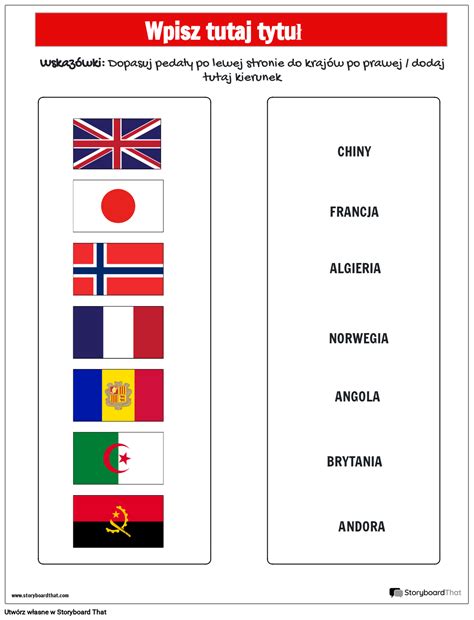 Arkusz Dopasowywania Flag Storyboard Przez Pl Examples