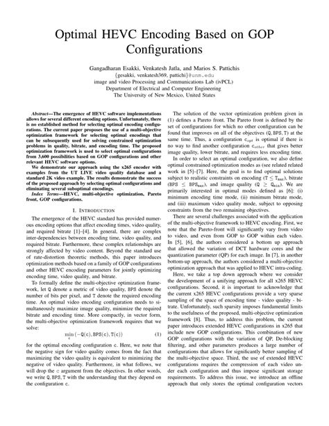 pdf optimal hevc encoding based on gop configurations