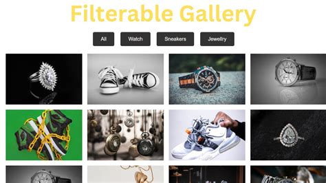 how to make a filterable image gallery with html css and javascript youtube