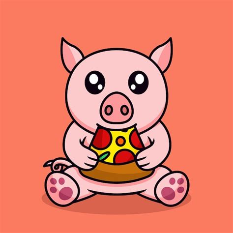 Ilustración de vector de lindo cerdo y animal chibi Vector Premium