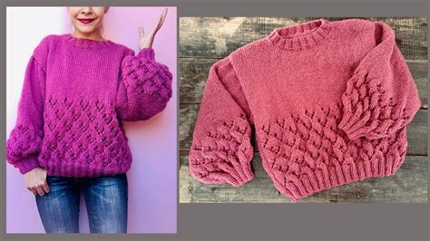 Suéter Jersey a dos agujas para mujer Tres tallas y Paso a paso