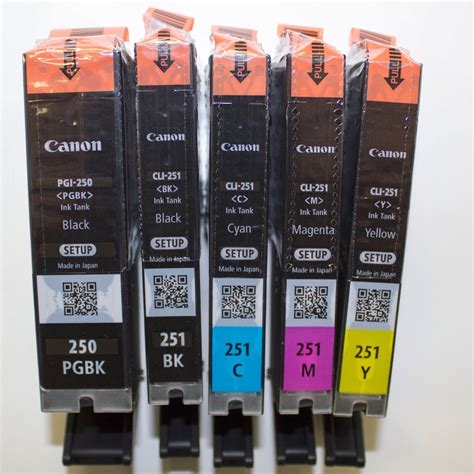 Genuine Canon PGI 250 PGBK Black 4 CLI 251 Color Ink 5 Pack MG5420