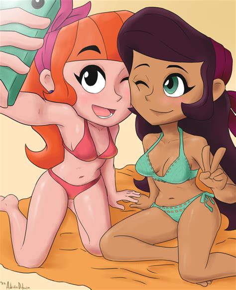 Rule 34 2girls Bed Bikini Bikini Bottom Bikini Top Brown Hair Cellphone Chocolate And Vanilla