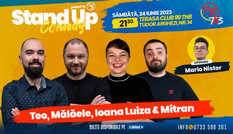 Bilete Stand Up Comedy cu Teo Mălăele Ioana Luiza Mitran Mario