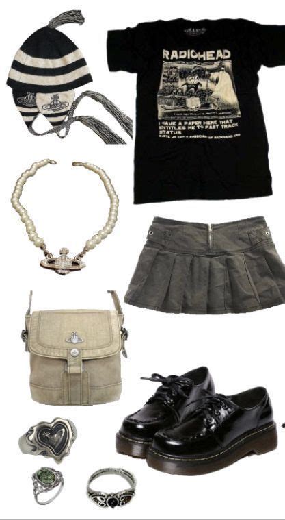 Radiohead T Shirt Mini Jean Skirt Vivienne Westwood Outfit Inspo Grunge