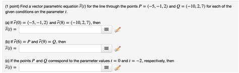 solved find a vector parametric equation r t for the line