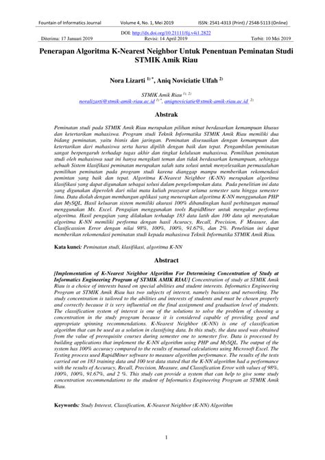 pdf implementasi algoritma k nearest neighbors pada p