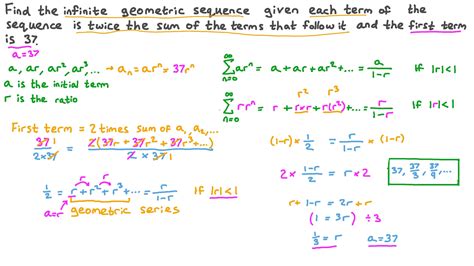 question video finding an infinite geometric sequence given its first term under a given