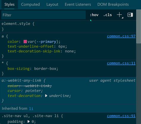 Jump From A CSS Variable Usage To Where It Is Defined