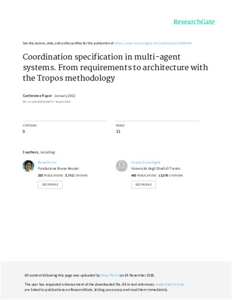 pdf coordination specification in multi agent systems a perini