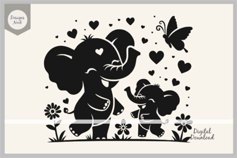 Mom And Baby Elephant With Hearts SVG Graphic By DESIGNS NOOK